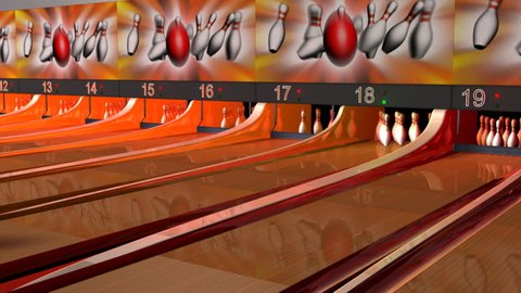 Loopable 3d Animation Bowling Alley Angle Stock Footage Video (100% ...