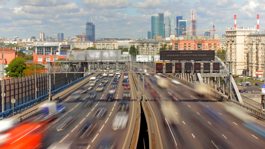Moscow Highway Car Time Lapse Stock Footage Video (100% Royalty-free ...