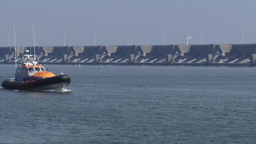 dutch lifeboat knmr sails front haringvlietdam Stock Footage Video (100 ...