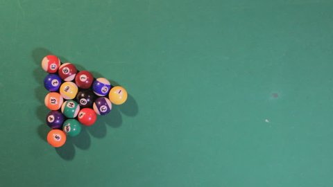 overhead view breaking racked pool balls Stock Footage Video (100% ...