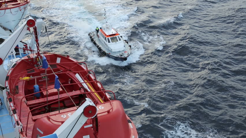 Pilot Boat Approaching Cruise Ship Stock Footage Video (100% Royalty ...
