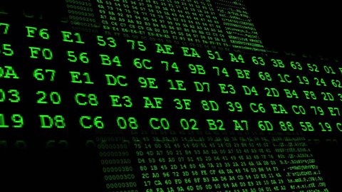 Green Hexadecimal Code Running Computer Screen Stock Footage Video (100 ...
