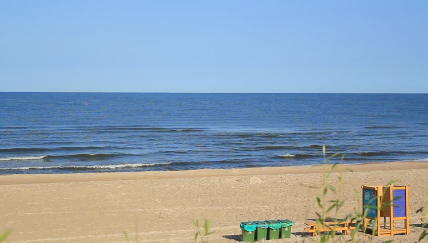 wide static beach scene blue sky: video de stock (totalmente libre de ...