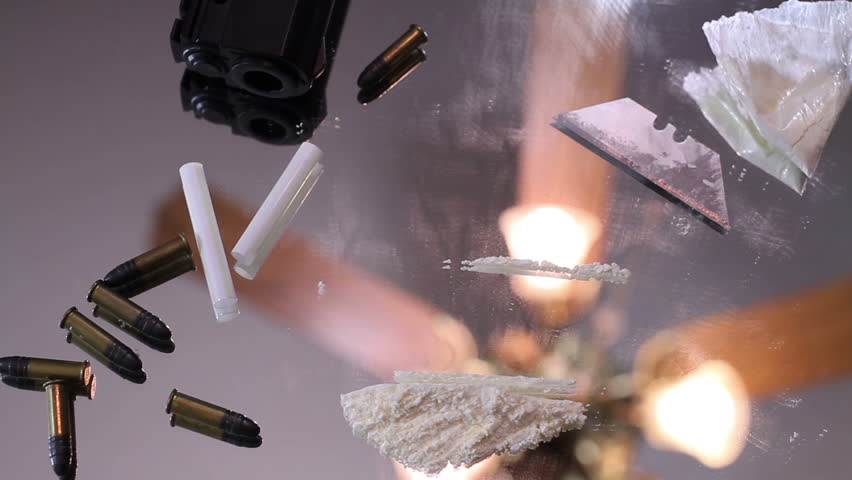 man doing line cocaine gun bullets Stock Footage Video (100% Royalty ...