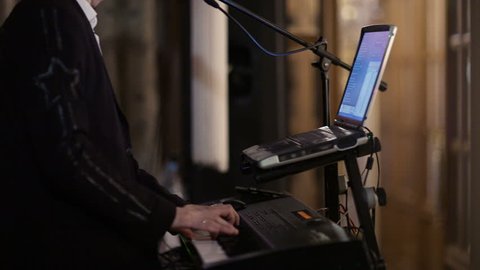 Person Playing Electronic Keyboard Bright Party Stock Footage Video ...