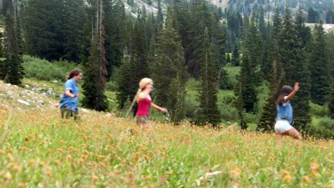 group five teenage girls joyfully running Stock Footage Video (100% ...