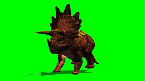 Dinosaurs Triceratops Running Attack Animation Green Stock Footage ...