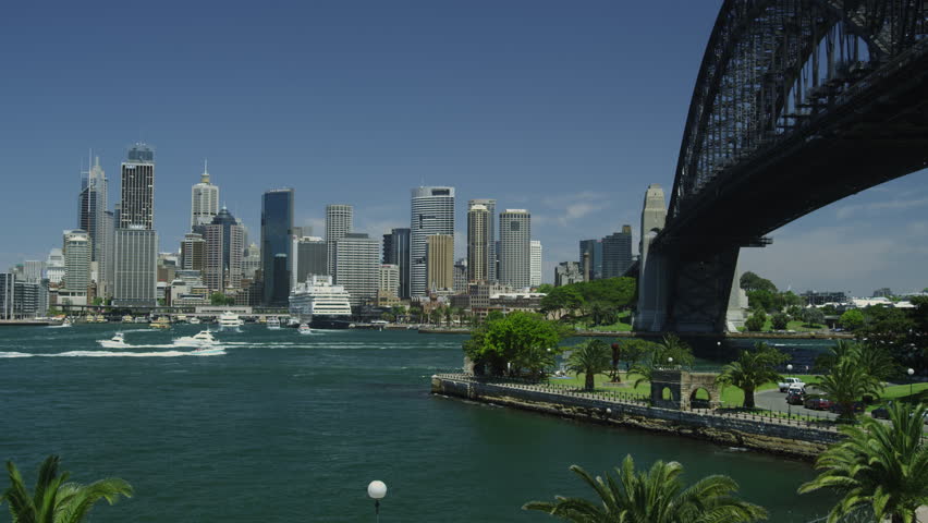 Skyline Sydney Harbour Bridge Stock Footage Video (100% Royalty-free ...