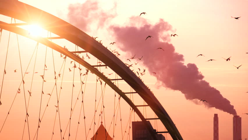 Smog Pollution Smoke. Sunset Dusk. Stock Footage Video (100% Royalty ...