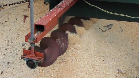 Auger Moving Sawdust Wood Chips Under Stock Footage Video (100% Royalty ...
