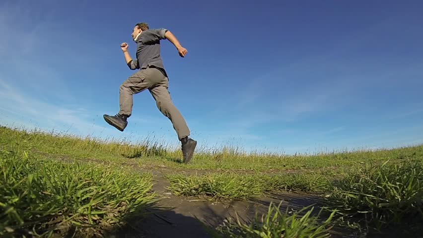 slow motion funny young man running Stock Footage Video (100% Royalty ...