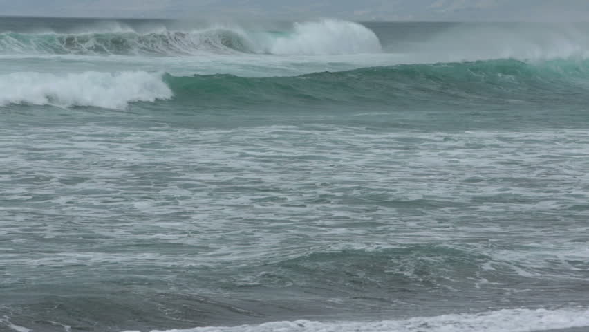 Ocean Waves On Beach Windy Stock Footage Video (100% Royalty-free ...