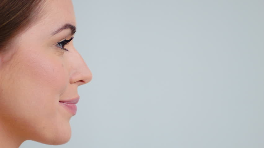 side view on beautiful woman face Stock Footage Video (100% Royalty ...