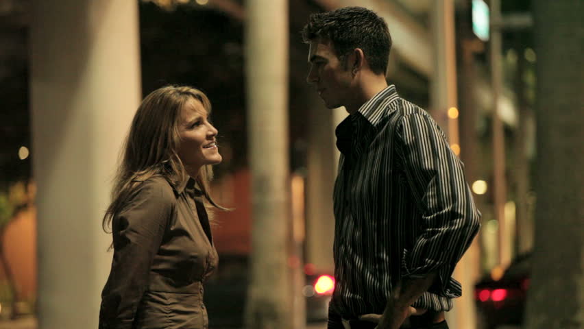 Man Woman Talking Outside Night Stock Footage Video 100 Royalty Free