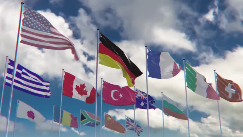 Flags of Different Nations, Hq Stock Footage Video (100% Royalty-free ...