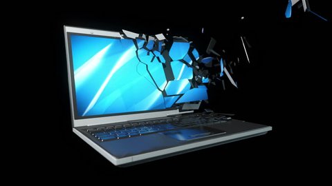 Open Laptop Blue Particles Flying On Stock Footage Video (100% Royalty ...