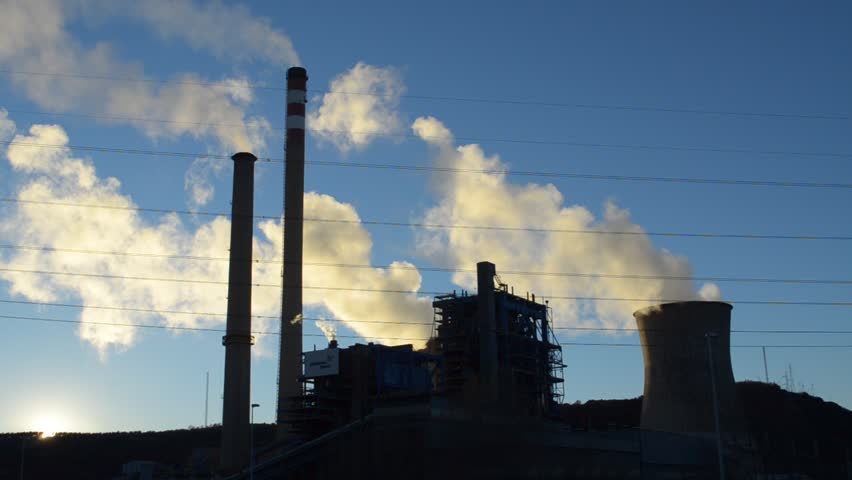 Power Plant Smoke Stack On Stock Footage Video (100% Royalty-free ...