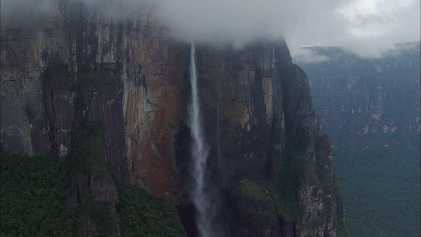 Waterfall Cliff Ridge Trees. a Stock Footage Video (100% Royalty-free ...