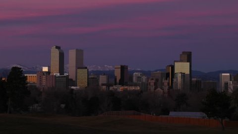 Denver Downtown Skyline Rocky Mountain Sunset Stock Photo (Edit Now ...