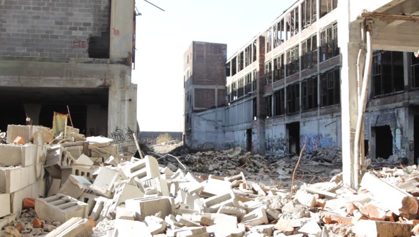 pan tilt shot depressed abandoned industrial Stock Footage Video (100% ...