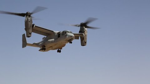 Us Marine Osprey Comes Vertical Landing Stock Footage Video (100% ...