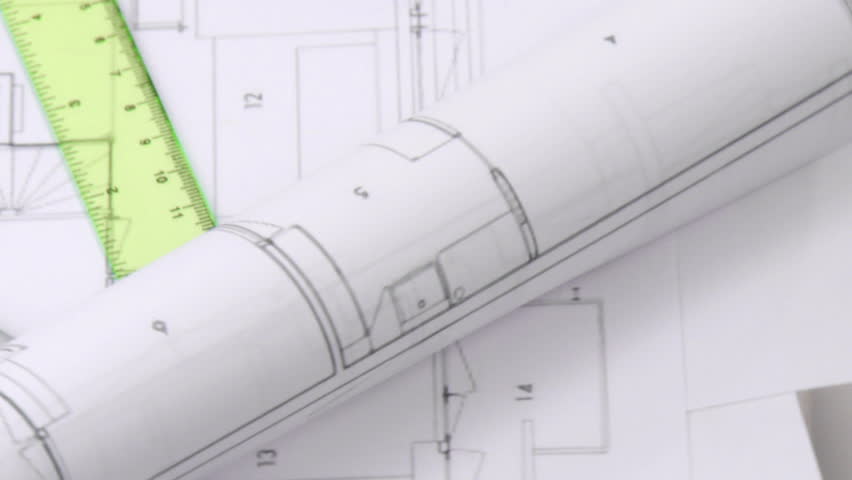 high angle plans blueprints turning Stock Footage Video (100% Royalty ...