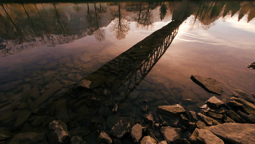 bridge over water long road reflection Stock Footage Video (100% ...
