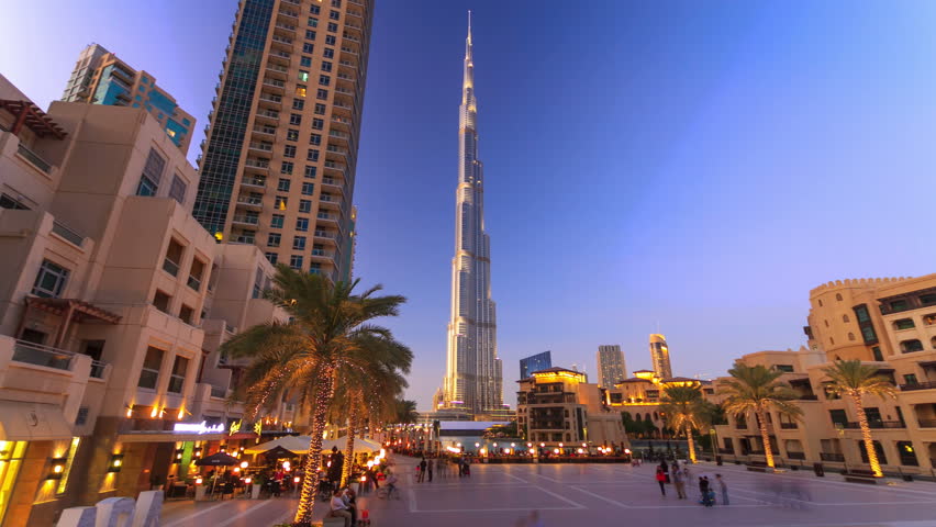birj khalifa timelapse walking people fountain Stock Footage Video (100 ...