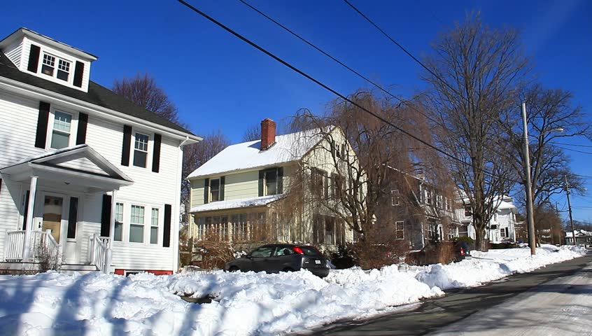 Suburbs in Snow Winter 2014 Stock Footage Video (100% Royalty-free ...