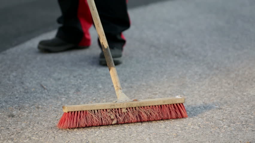 man sweeping floor broom Stock Footage Video (100% Royalty-free ...
