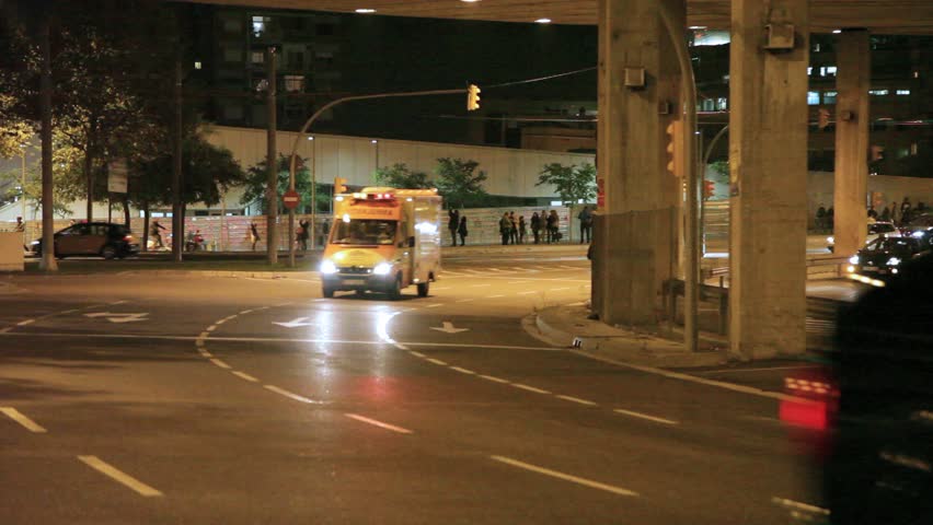 ambulance emergency running barcelona night streets Stock Footage Video ...