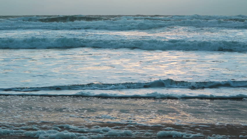 Sunset Storm Waves Crashing During Stock Footage Video (100% Royalty ...