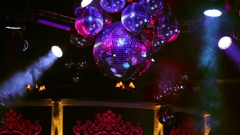 Group Rotating Mirror Balls Illuminated All Stock Footage Video (100% ...