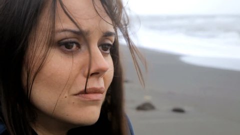 Sad Woman Crying During Storm On Stock Footage Video (100% Royalty-free ...