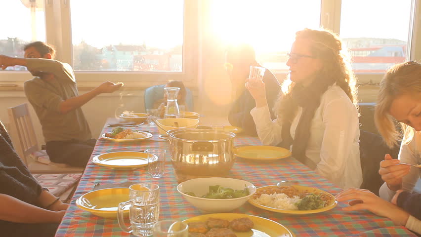 Group of Friends Eating Lunch Stock Footage Video (100% Royalty-free ...