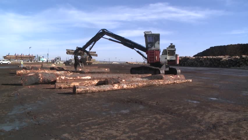 Log Picker Dozer at Lumber Stock Footage Video (100% Royalty-free ...