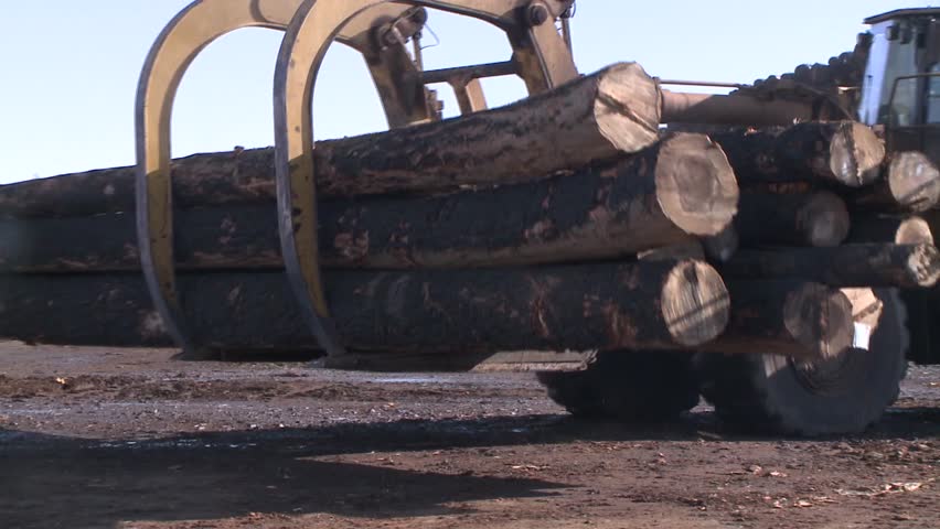 log picker dozer lumber mill logging Stock Footage Video (100% Royalty ...