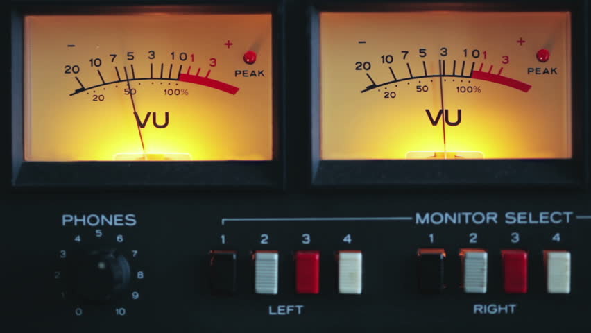 close-up view analog volume unit meter Stock Footage Video (100% ...