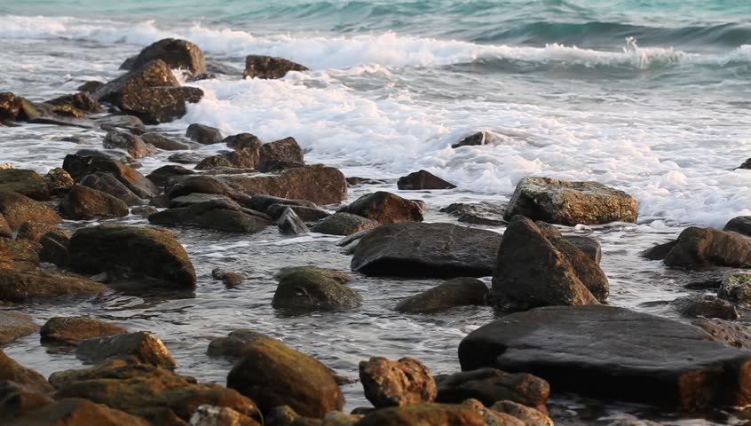 The Beach Filled with Rocks. Stock Footage Video (100% Royalty-free ...