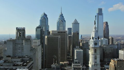 close aerial view philadelphia center city Stock Footage Video (100% ...