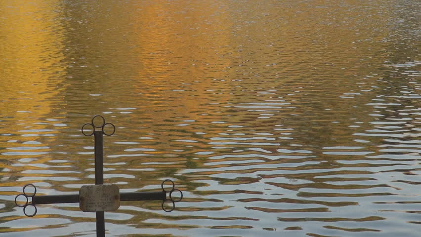 Cross Near a Lake, Reflection Stock Footage Video (100% Royalty-free ...