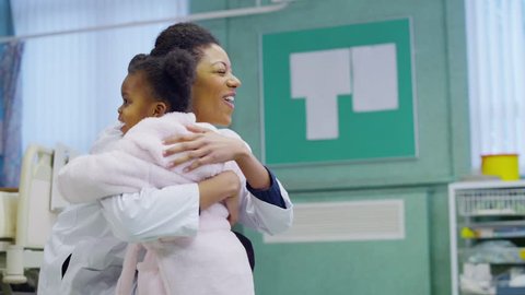 Cute Affectionate Little Girl Hospital Takes Stock Footage Video (100% ...