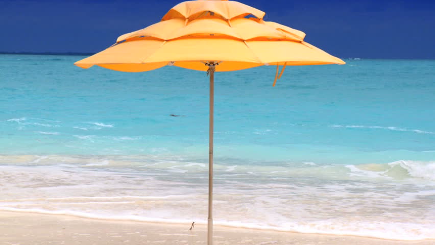sun parasol on white sandy beach Stock Footage Video (100% Royalty-free ...