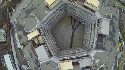 Aerial View Pentagon Shaped Building Autumn Stock Footage Video (100% ...