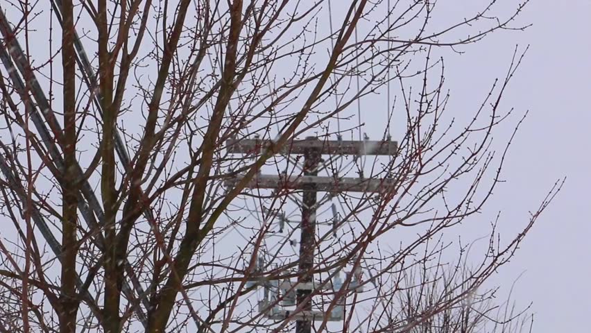 Power Lines in Snow Storm Stock Footage Video (100% Royalty-free ...