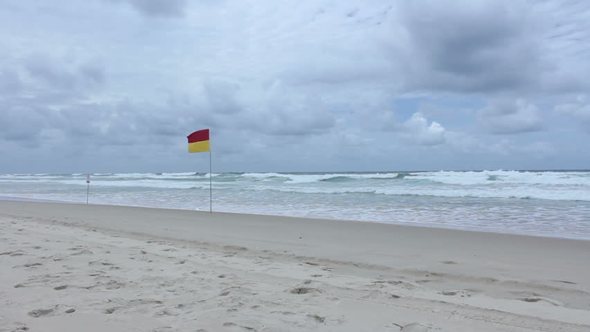 Lifeguard Flag On Sunny Gold Stock Footage Video (100% Royalty-free ...