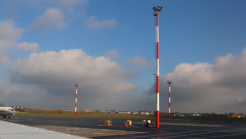 view airport field parked airplanes aircraft Stock Footage Video (100% ...