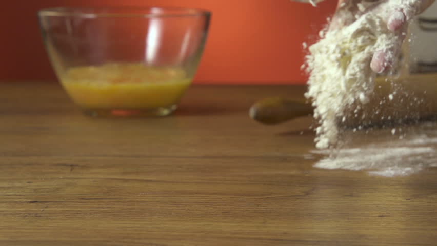 flour thrown on kitchen cooking table Stock Footage Video (100% Royalty ...