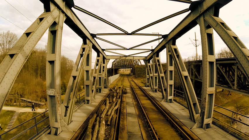 Flying Trough Bridge. Old Bridge Stock Footage Video (100% Royalty-free ...