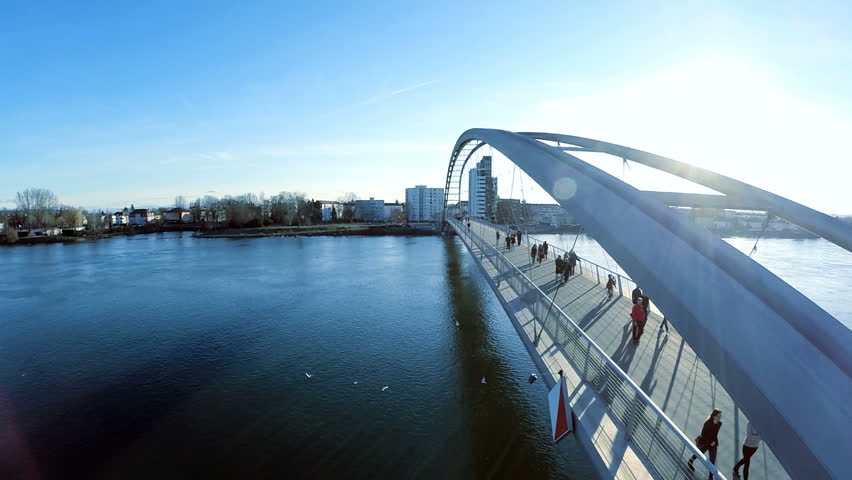fly over bridge aerial view sunset Stock Footage Video (100% Royalty ...